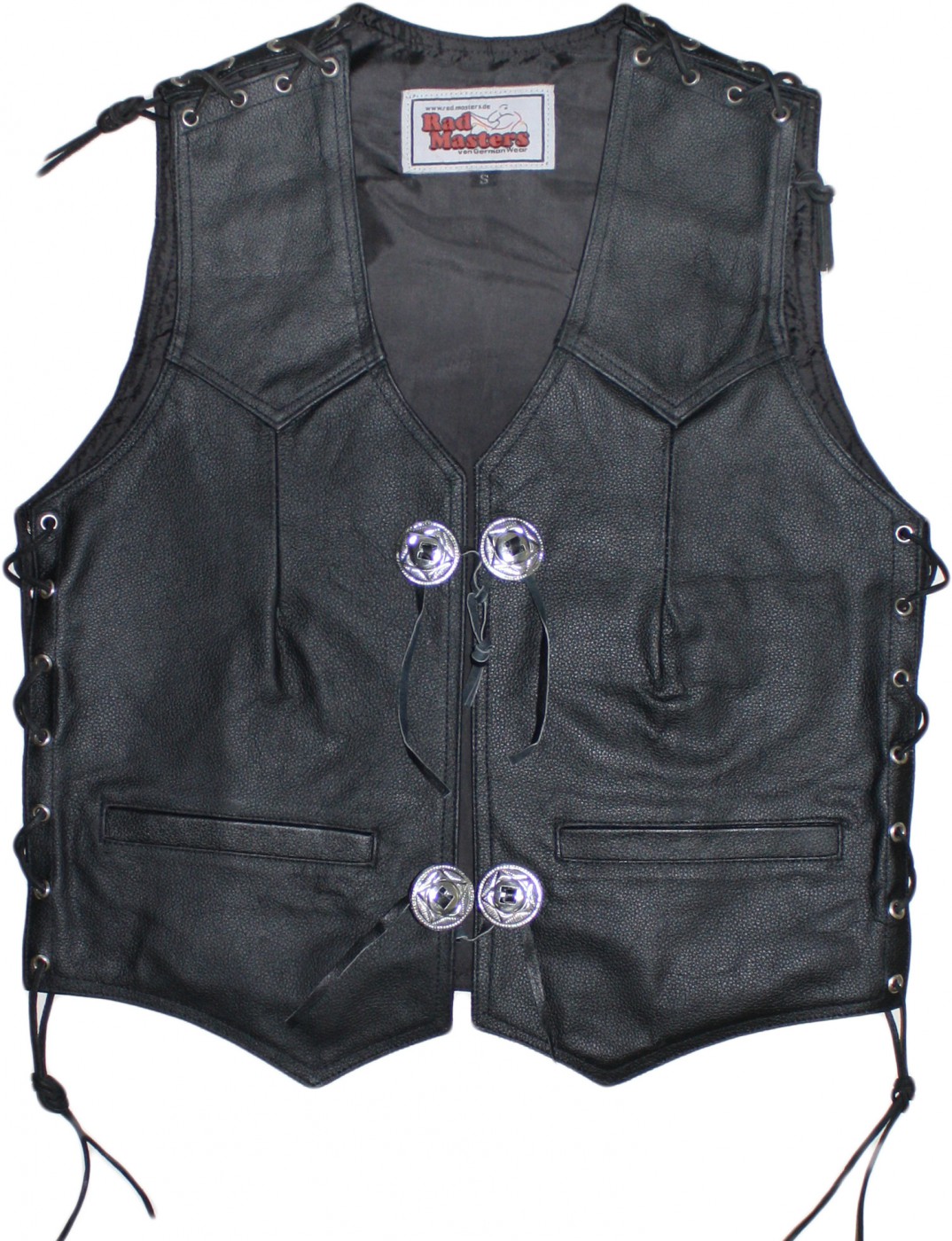 Leder Motorrad Kutte Conchoweste Bikerweste Motorradweste Weste schwarz