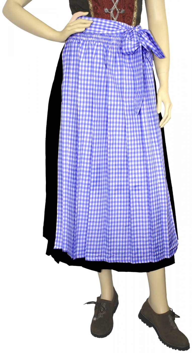 Apron For Long Dirndl ,Traditional Apron, Colour: Blue Checkered