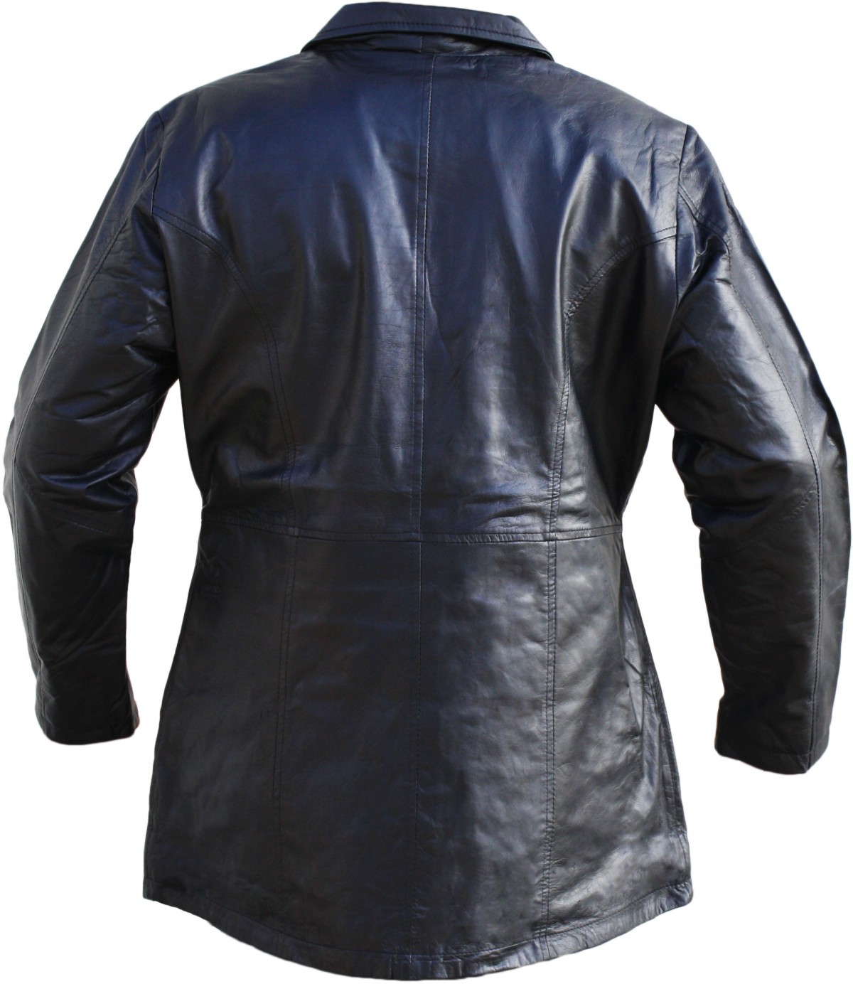 Damen Midi Ledermantel Trenchcoat echtleder Mantel aus Lammnappa Leder Schwarz